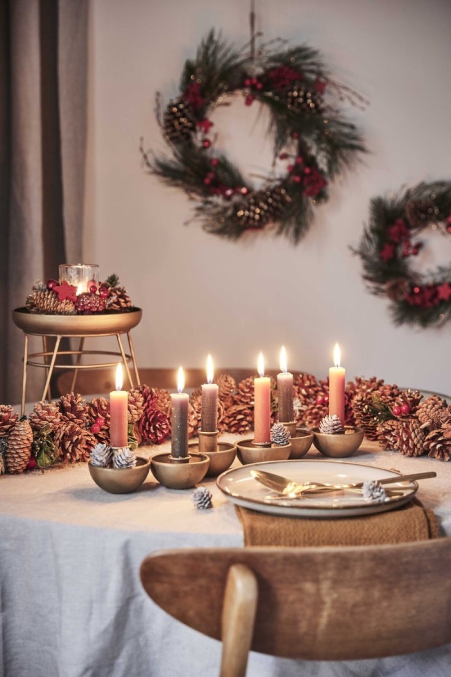 Kerstversiering Naturn Christmas Kerststuk Theelicht Houder Red